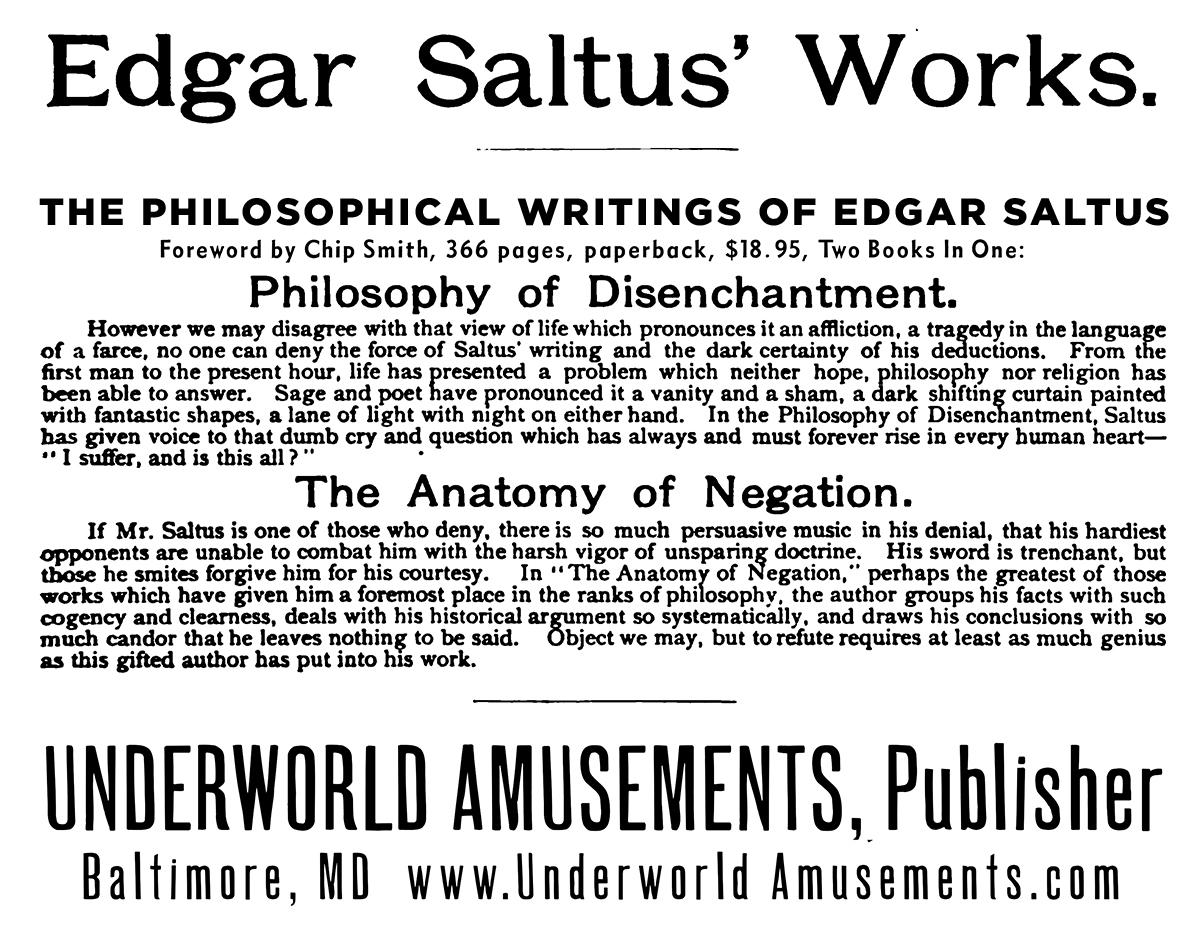 Two great Edgar Saltus books in one… | BENJAMIN DeCASSERES